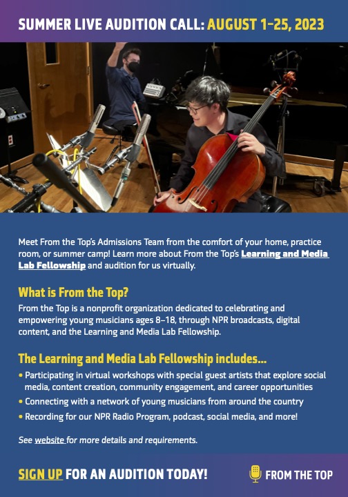 From the Top Audition Flyers - From the Top